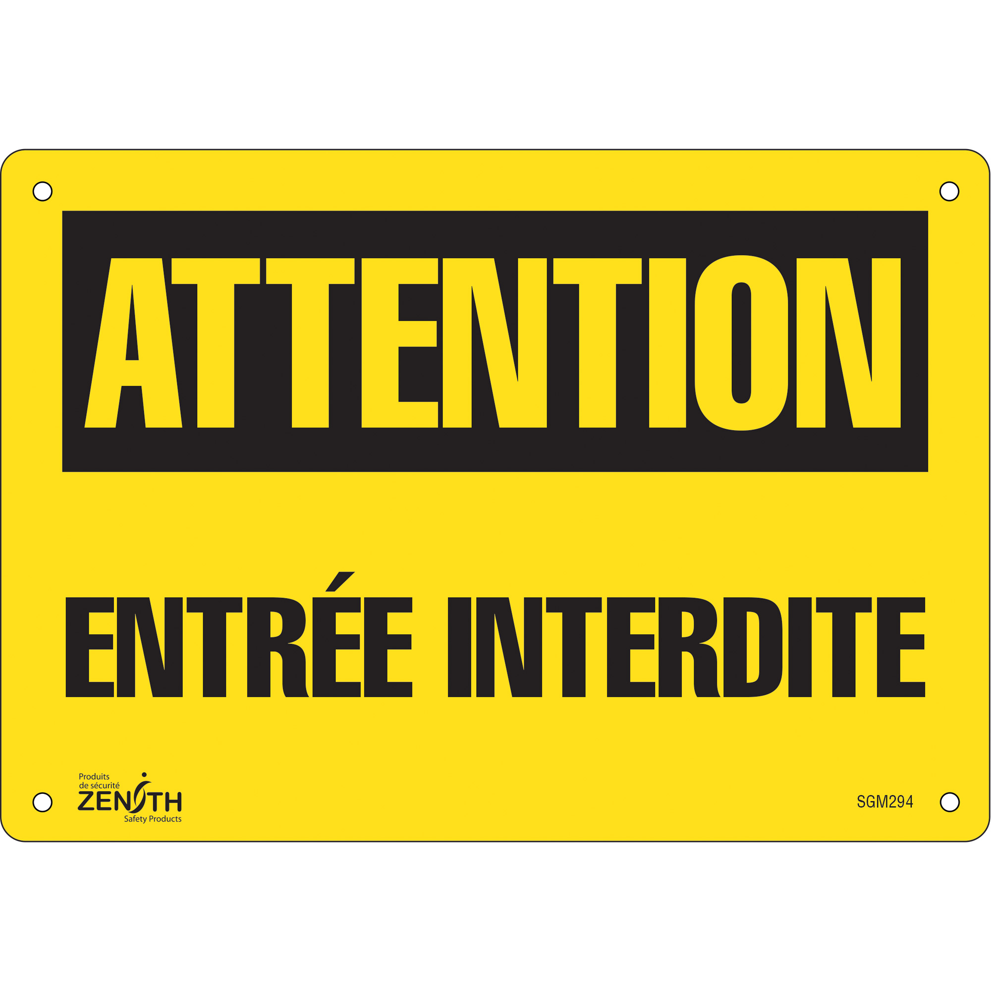 Zenith Safety Products "Entrée Interdite" Sign, 7" x 10", Plastic ...
